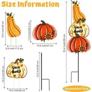 Accents | 3 Pieces Metal Fall Pumpkins Garden Yard Signs Stakes 39 Inch ...